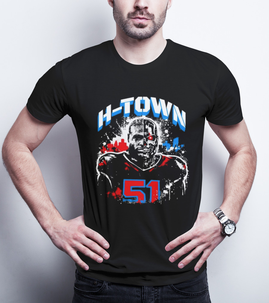 Will Anderson Jr. Number 51 Houston Texans H Town Skyline T-Shirt