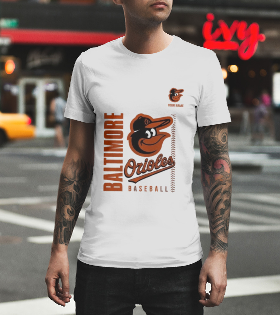 Baltimore Orioles Baseball Team Logo With Mascot Bird T-Shirt