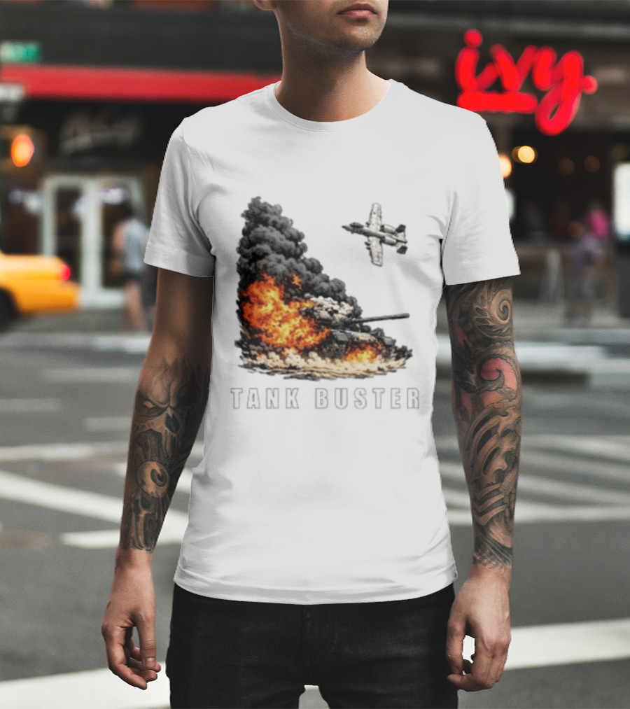 Tank Buster Explosion Fighter Plane Attack T-Shirt