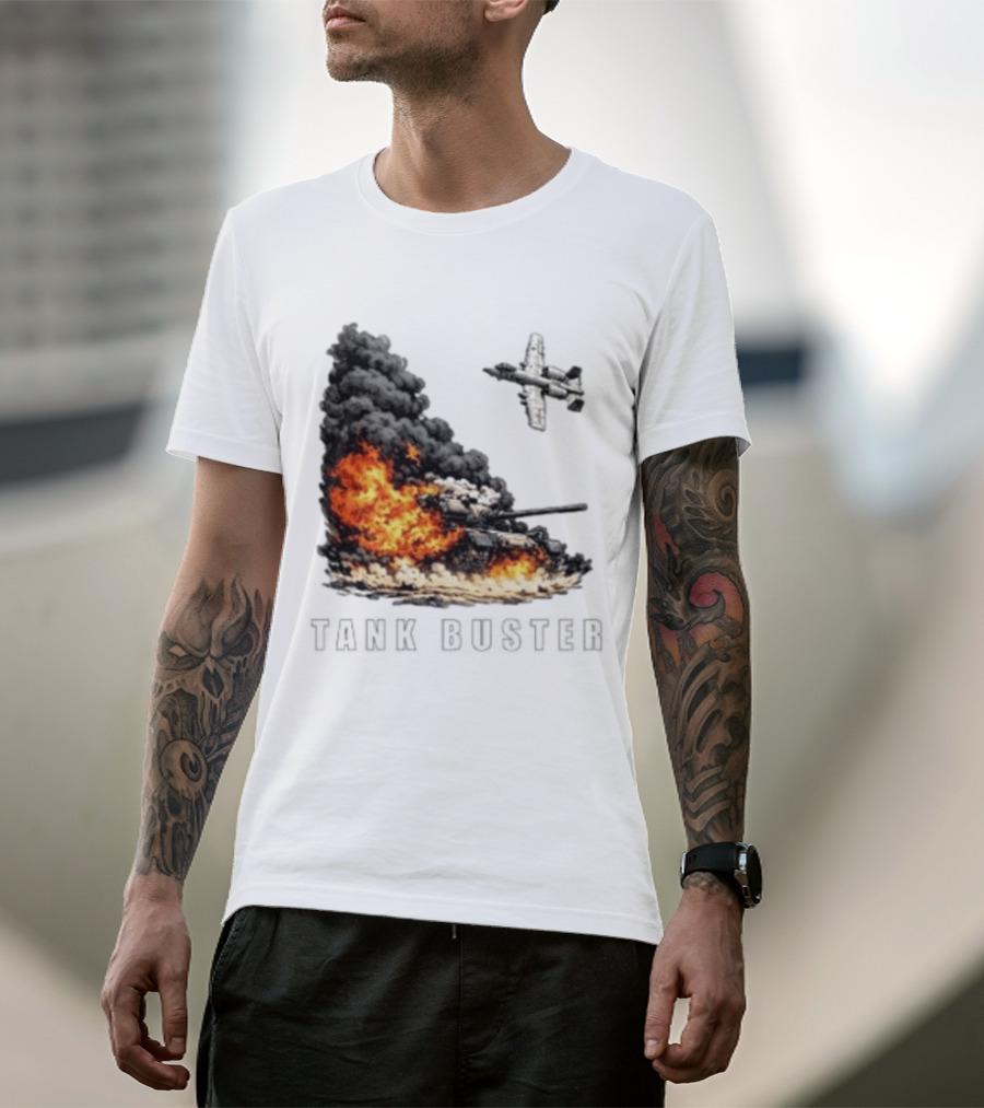 Tank Buster Explosion Fighter Plane Attack T-Shirt