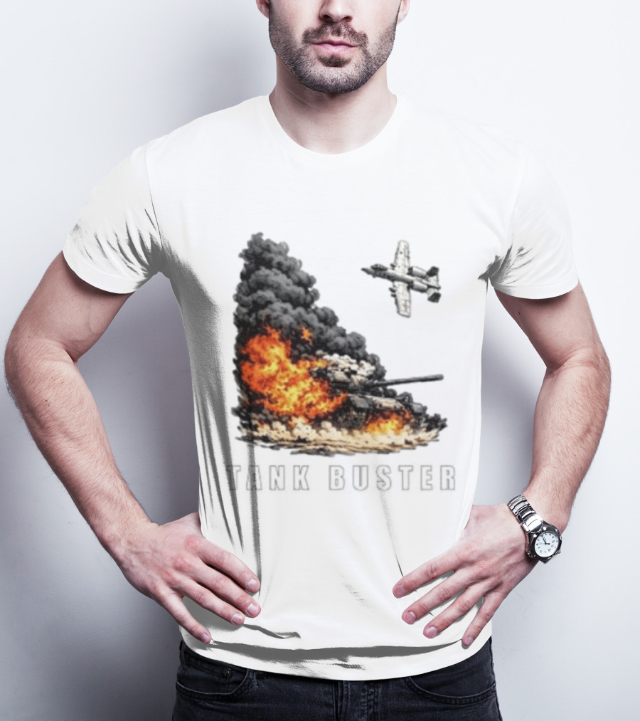 Tank Buster Explosion Fighter Plane Attack T-Shirt
