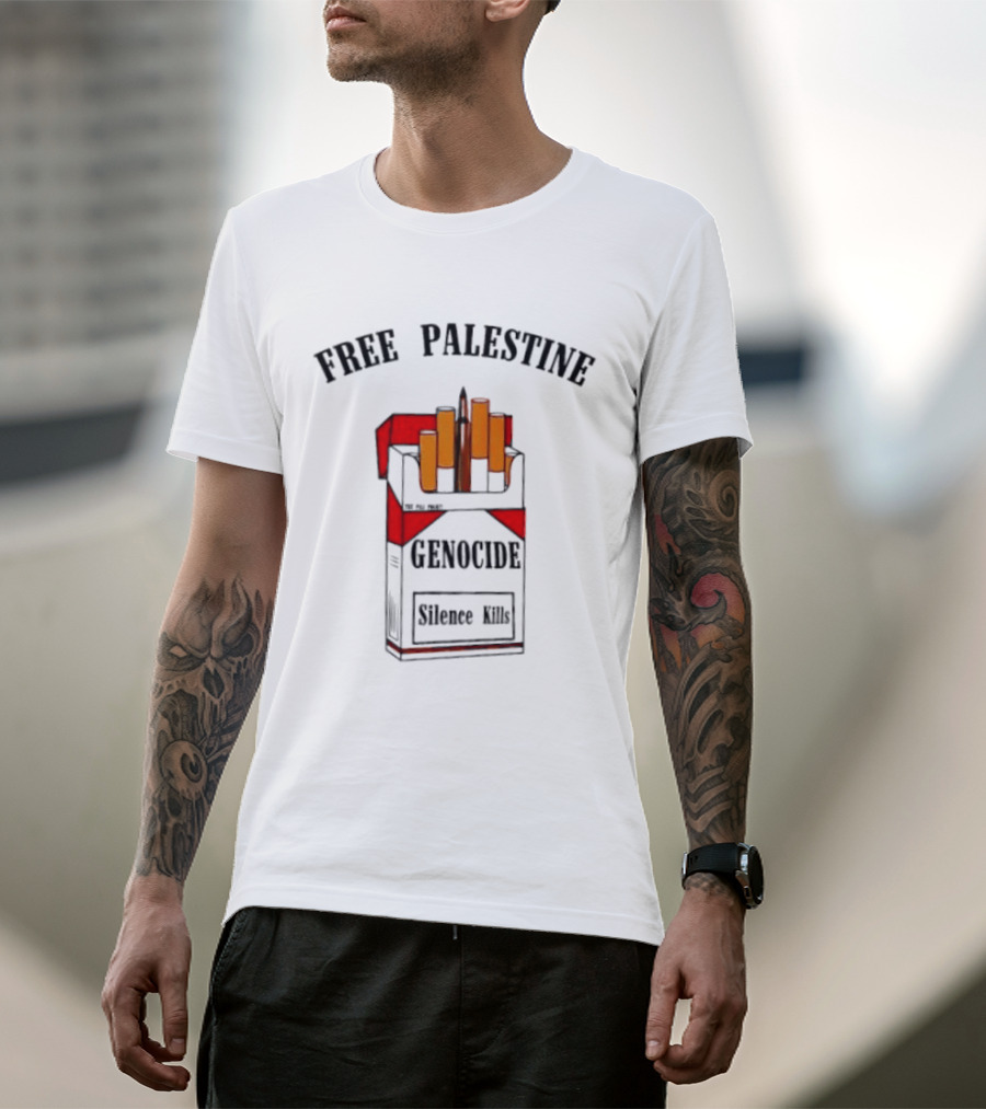 Free Palestine Genocide Silence Kills Cigarette Pack T-Shirt