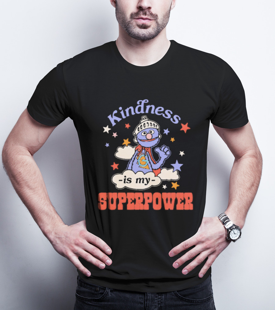 Kindness Is My Superpower Grover Colorful Stars And Clouds T-Shirt