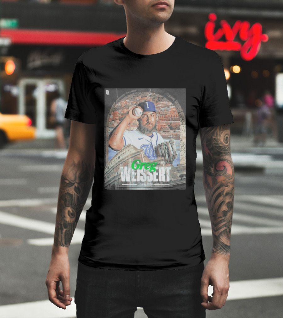 Greg Weissert Italy Pitcher Blue Colosseum Baseball Player T-Shirt
