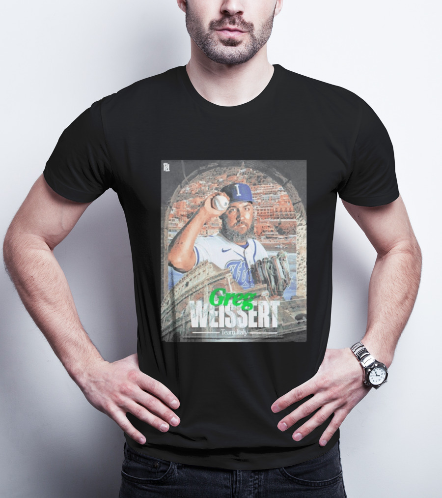 Greg Weissert Italy Pitcher Blue Colosseum Baseball Player T-Shirt