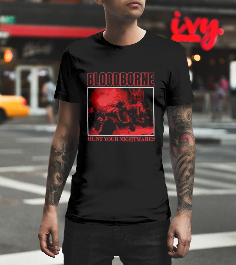 Bloodborne Hunt Your Nightmares Red Hunter Gamers Merch Fan T-Shirt