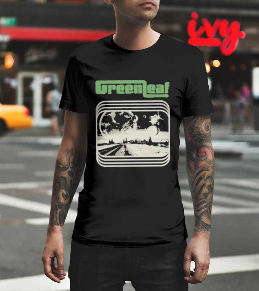 Greenleaf Black Space Scenic Globe With Railway Tracks T-Shirt