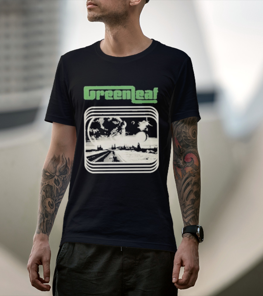 Greenleaf Black Space Scenic Globe With Railway Tracks T-Shirt