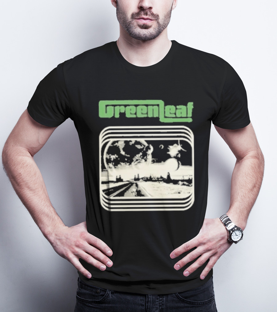 Greenleaf Black Space Scenic Globe With Railway Tracks T-Shirt