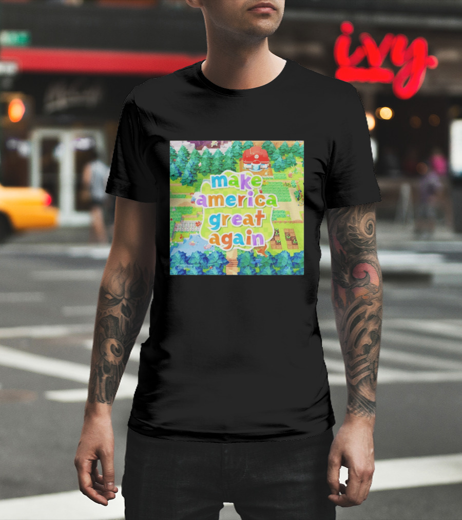 Make America Great Again Colorful Forest Game Inspired Scenery White House Pokopia Generator T-Shirt