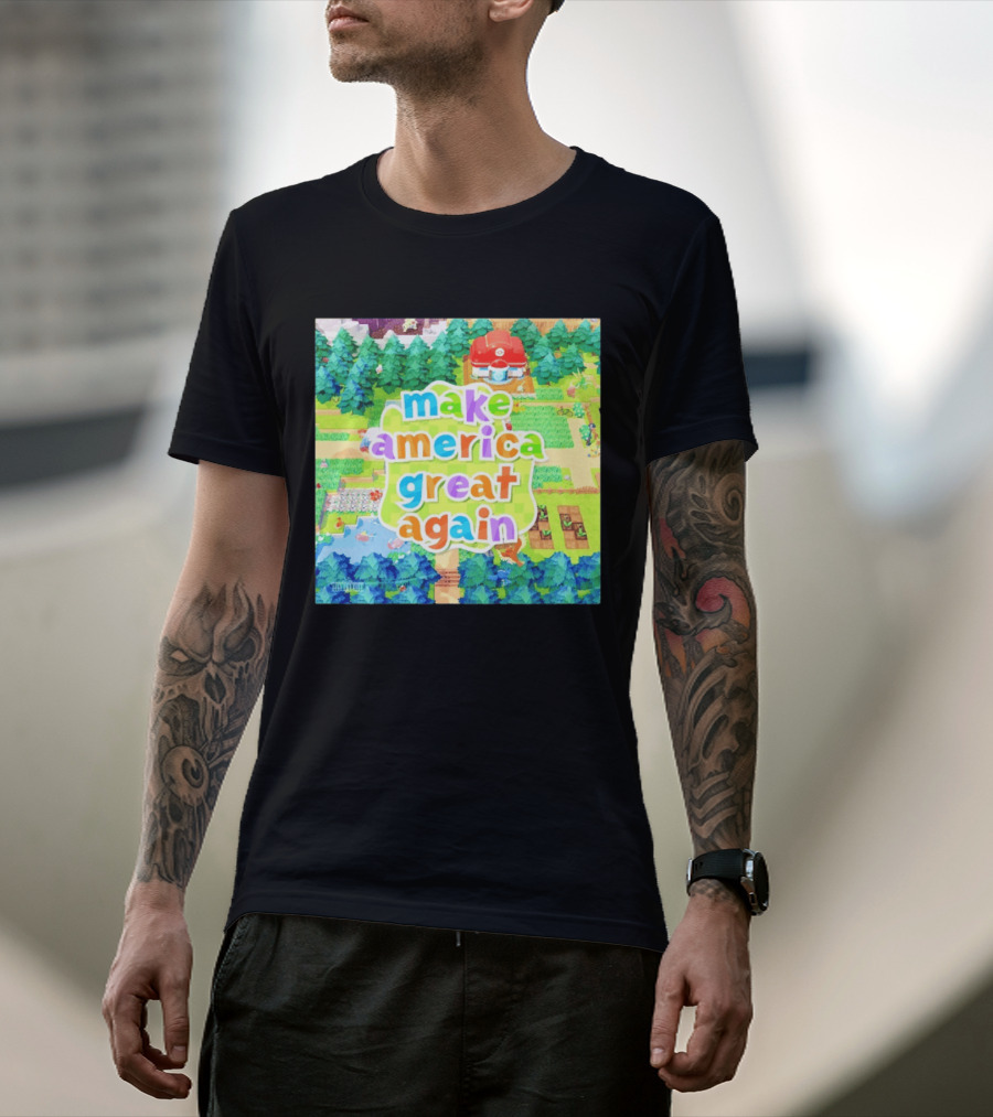 Make America Great Again Colorful Forest Game Inspired Scenery White House Pokopia Generator T-Shirt