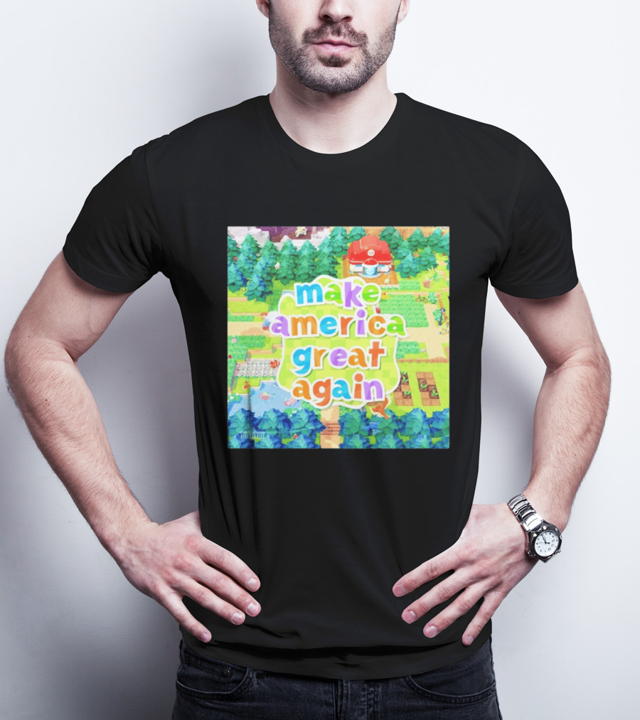 Make America Great Again Colorful Forest Game Inspired Scenery White House Pokopia Generator T-Shirt