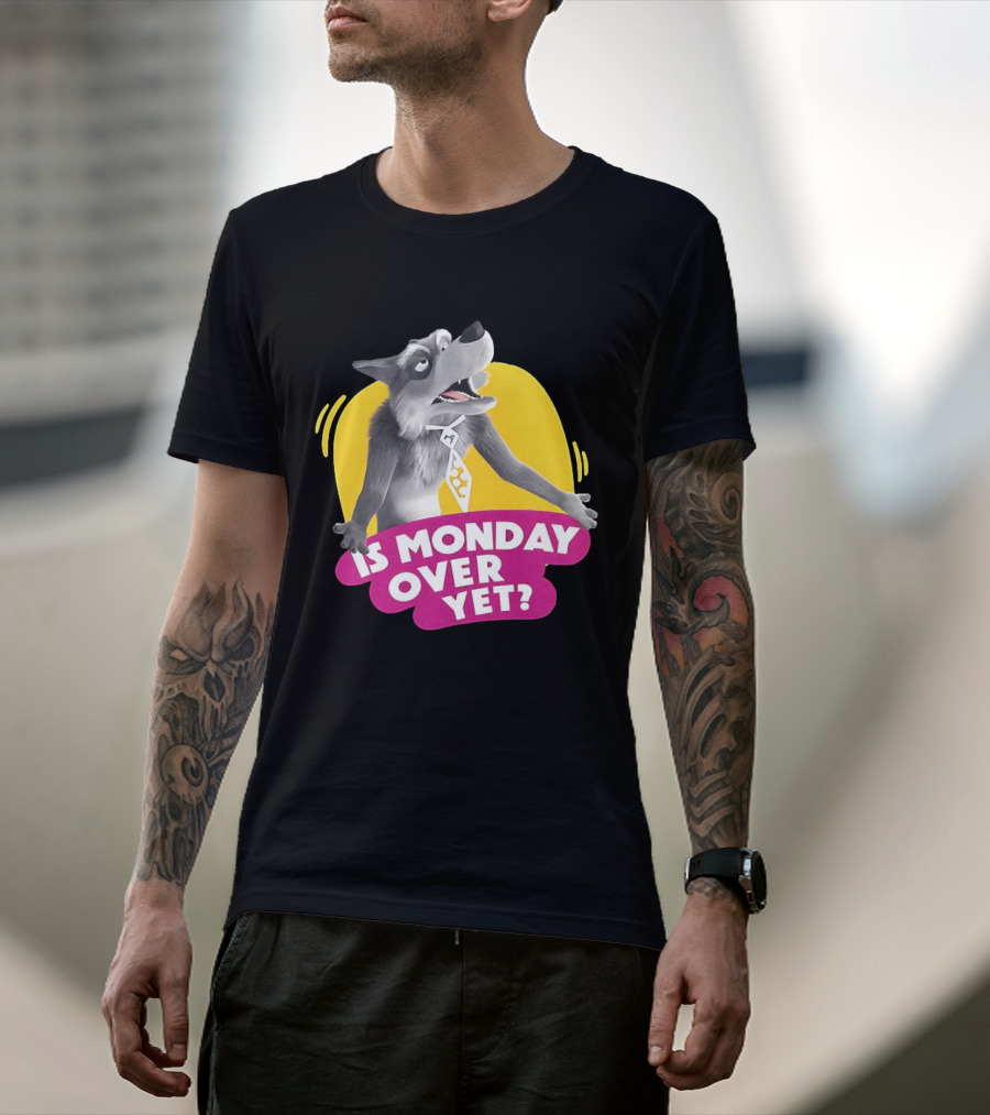 Masha And The Bear Wolf Character Asking Is Monday Over Yet T-Shirt