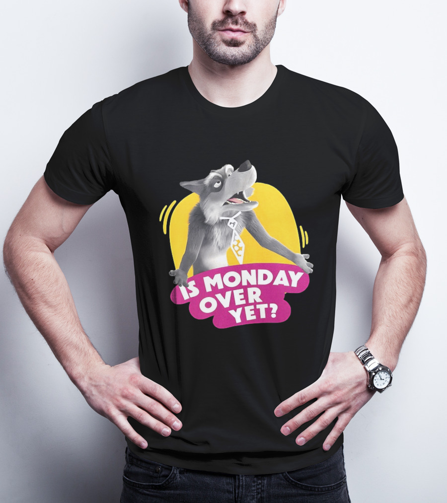 Masha And The Bear Wolf Character Asking Is Monday Over Yet T-Shirt