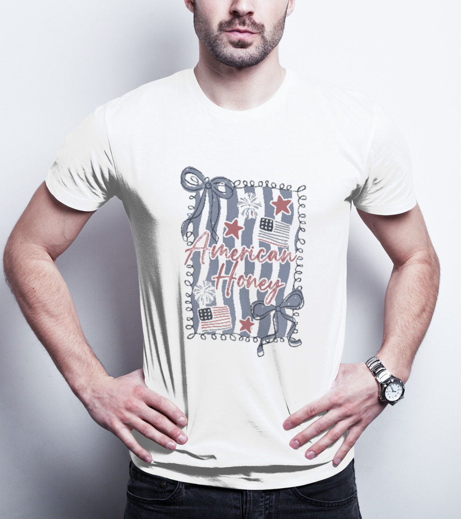 American Honey 4th Of July Patriotic Ribbons Fireworks Stars And Stripes T-Shirt