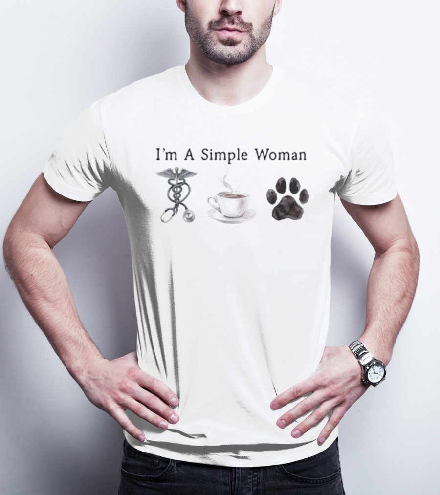 I'm A Simple Woman Nurse Coffee Paw Print T-Shirt