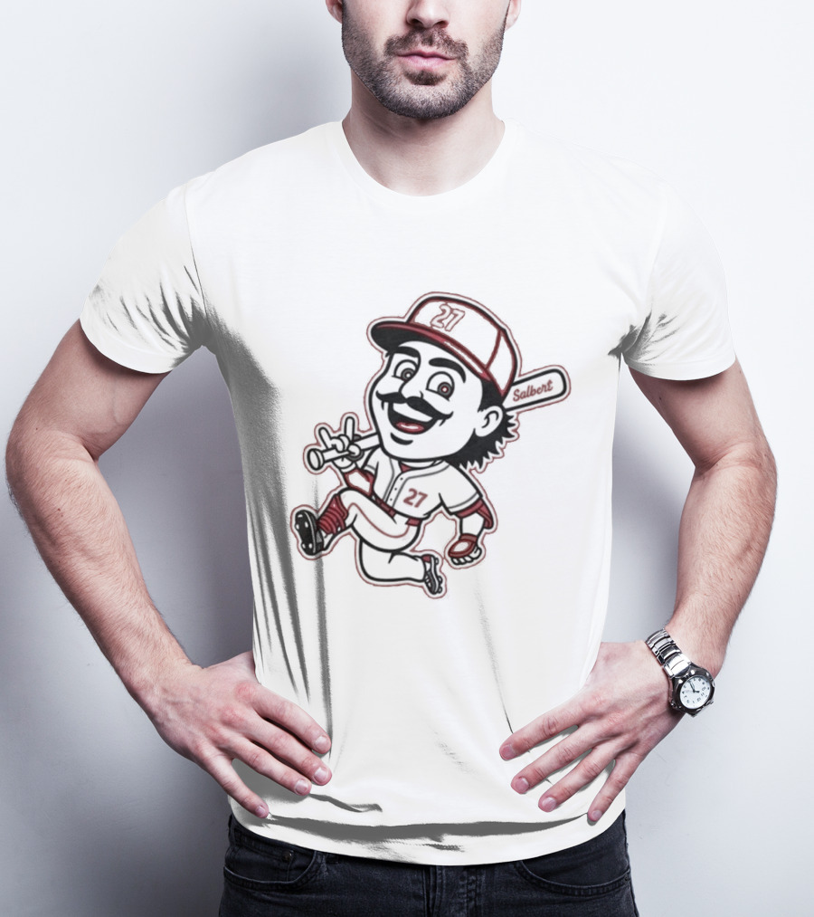 Sal Stewart Baseball Mascot Character With Bat And Mustache T-Shirt