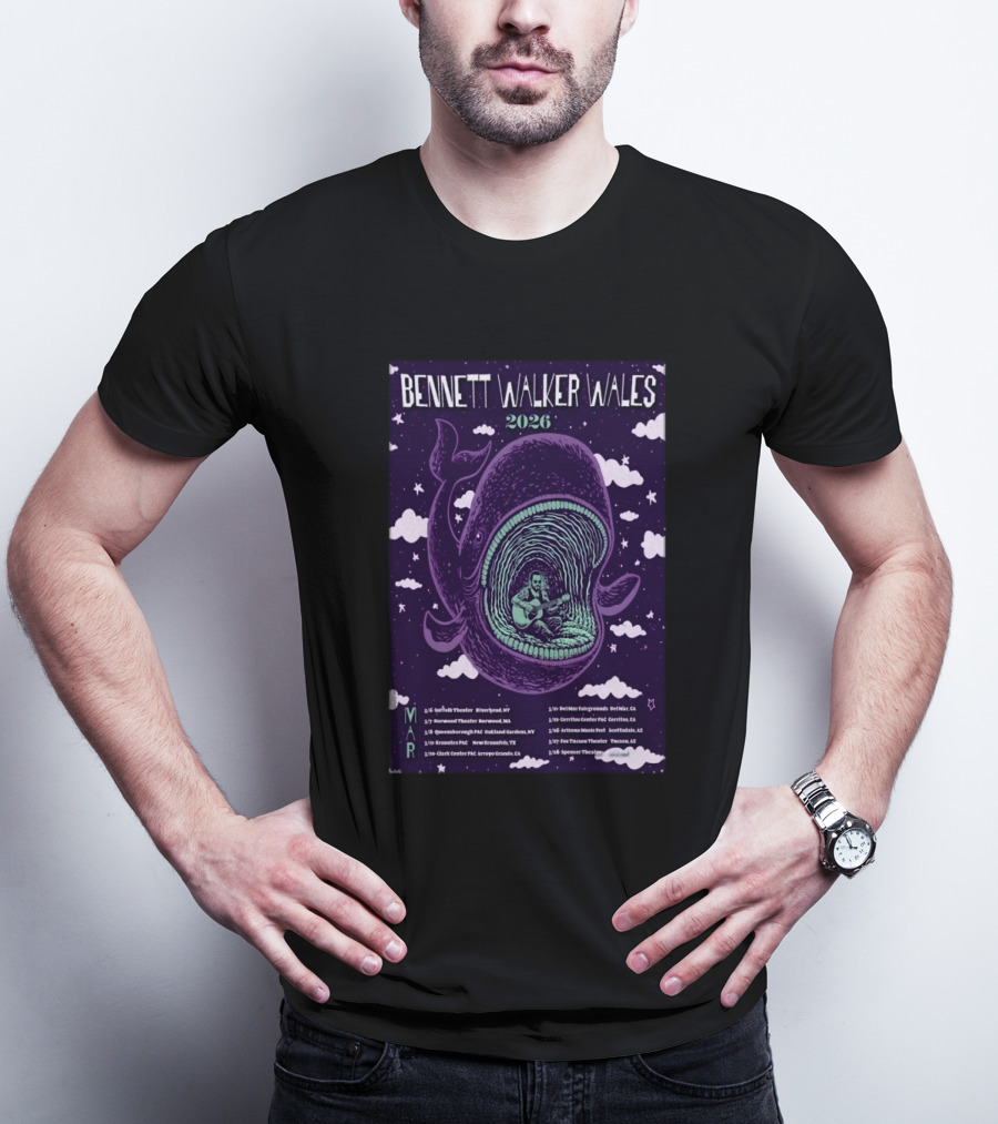 Bennett Walker Wales 2026 Whale Tour March Dates USA T-Shirt
