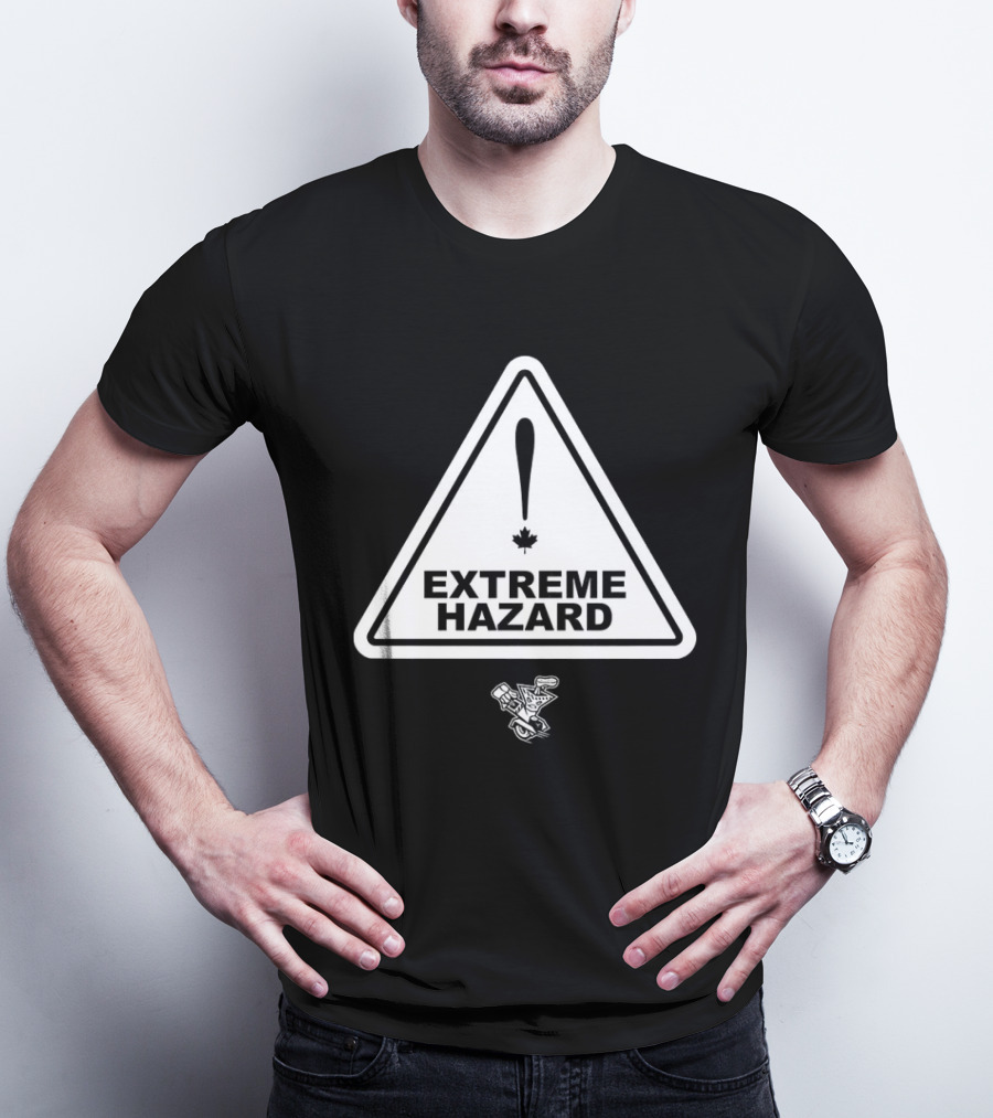 Extreme Hazard Attention Canadians Warning Sign Icon Canada Maple Leaf Moto T-Shirt