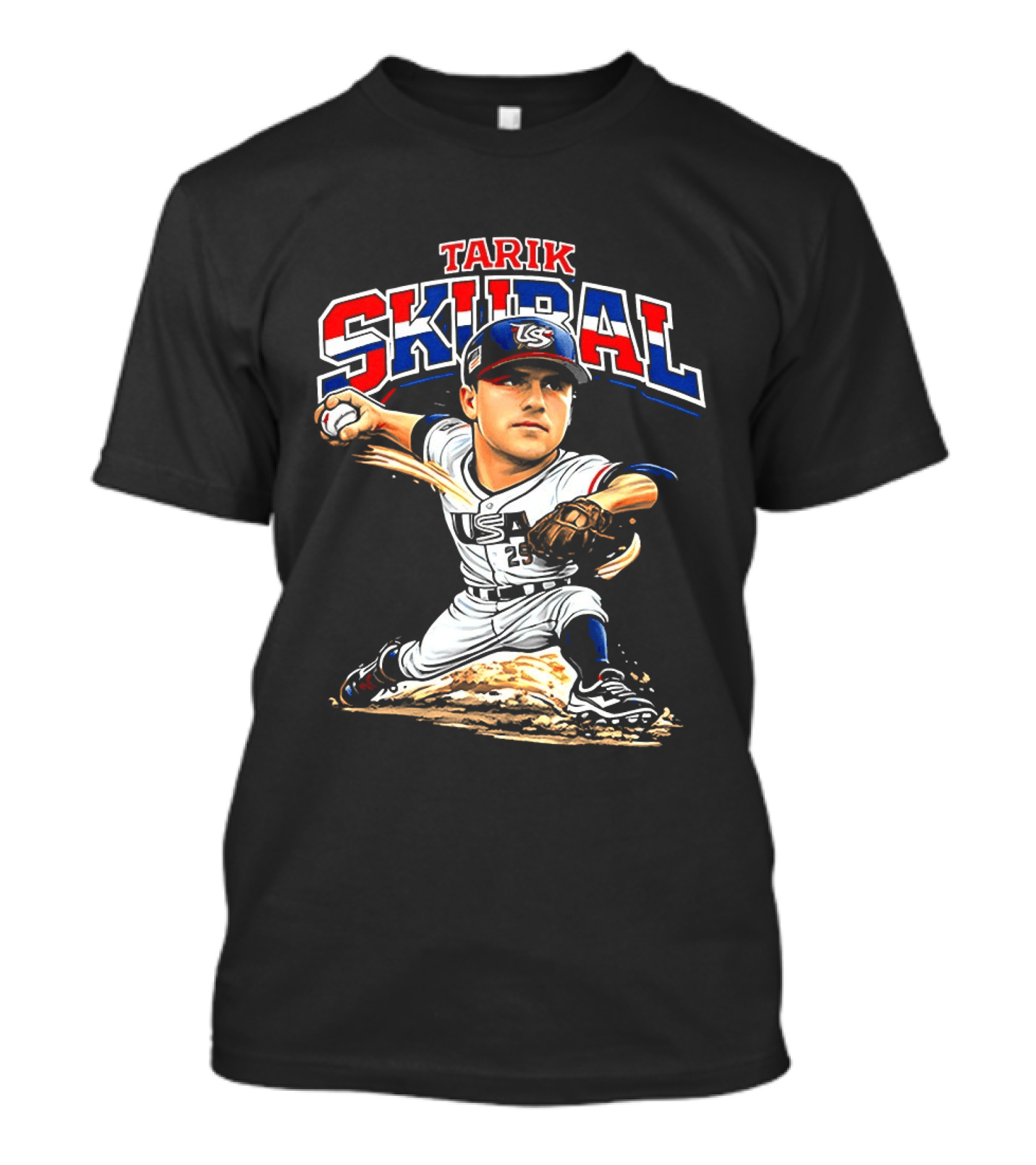 Tarik Skubal USA Baseball Classic Pitcher Caricature T-Shirt