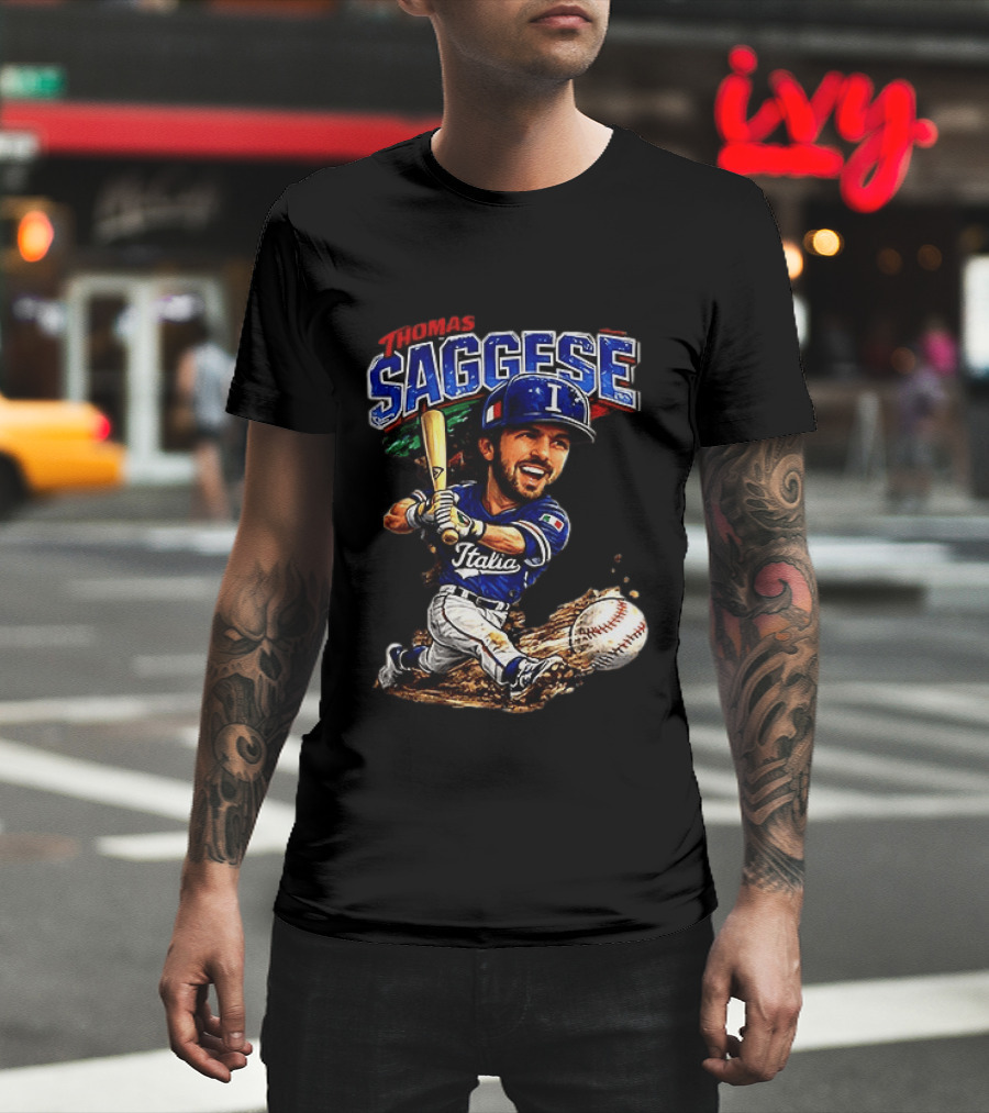 Thomas Saggese Italy Italia Baseball Classic Caricature T-Shirt