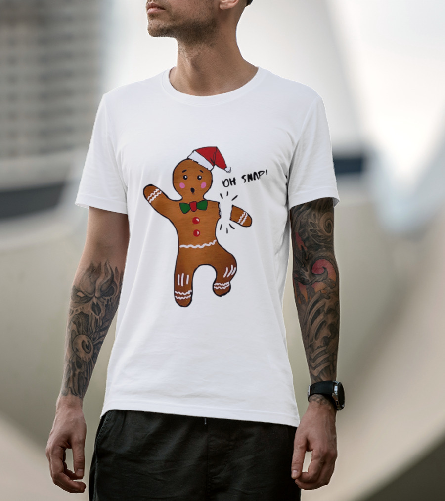 Gingerbread Man Oh Snap Broken Arm Christmas Humor T-Shirt