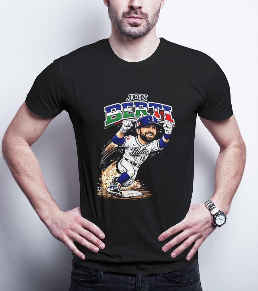 Jon Berti Italy Baseball Classic Caricature 13 T-Shirt