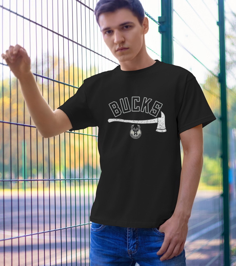 Bucks Firefighter Axe Milwaukee Team T-Shirt