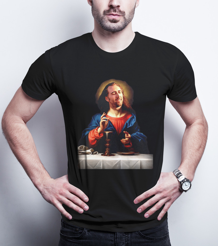 Nic Jesus Blessing The Bread And Wine Iconic Meme Mashup T-Shirt