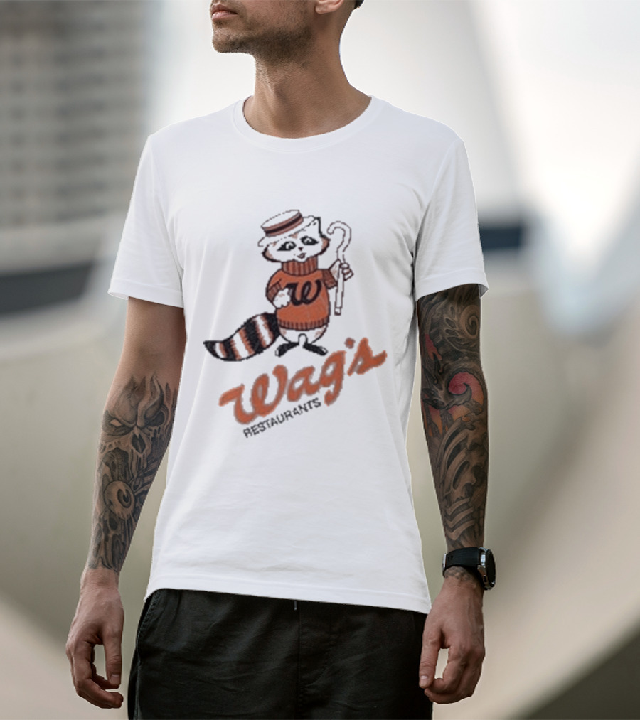 Wag's Restaurant Raccoon Character Sweater Cane T-Shirt