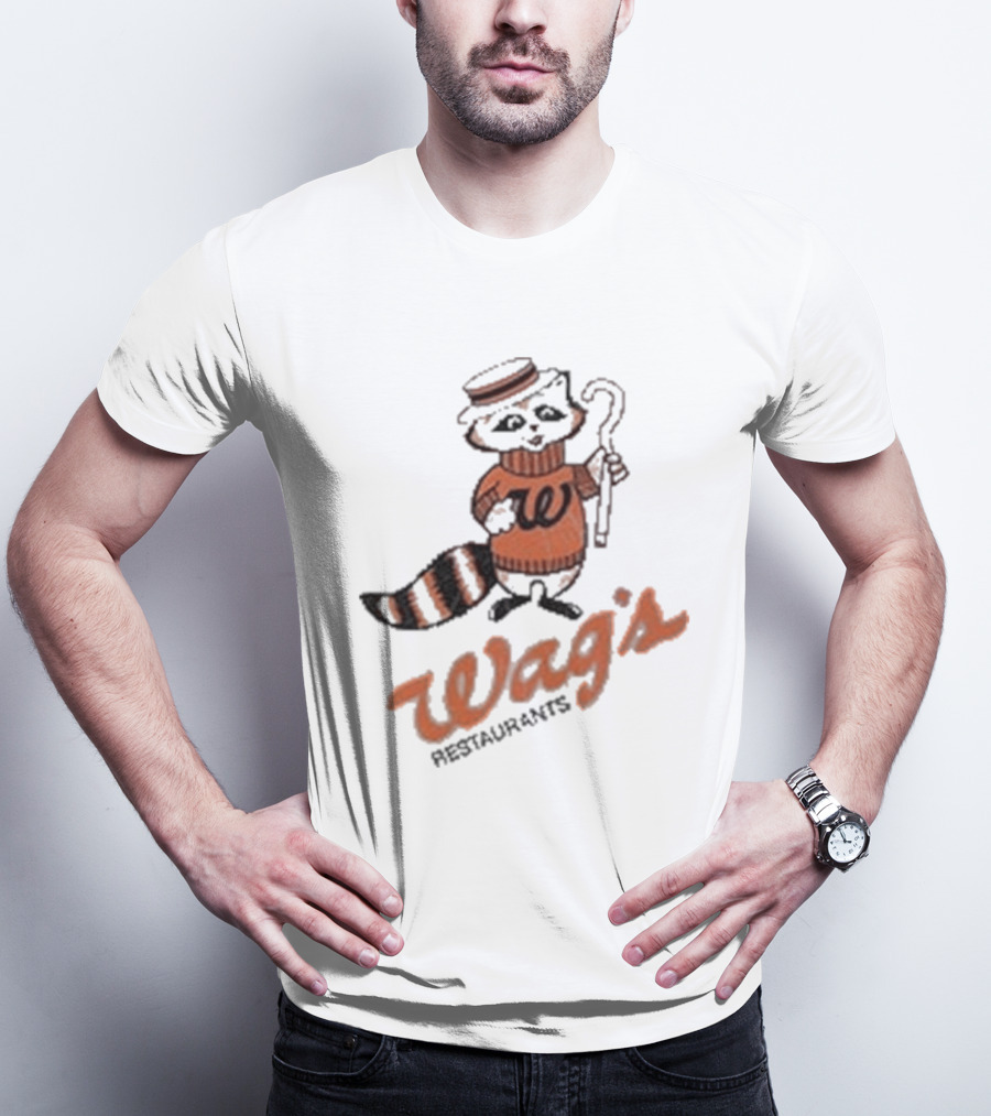 Wag's Restaurant Raccoon Character Sweater Cane T-Shirt