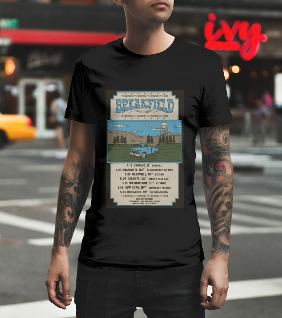 Breakfield 2026 Spring Tour Dates With Classic Truck And Scenic Landscape T-Shirt