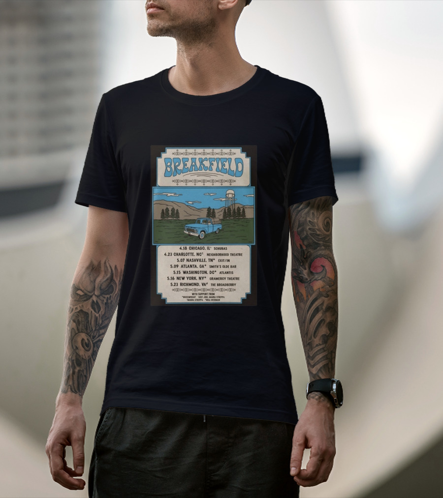 Breakfield 2026 Spring Tour Dates With Classic Truck And Scenic Landscape T-Shirt