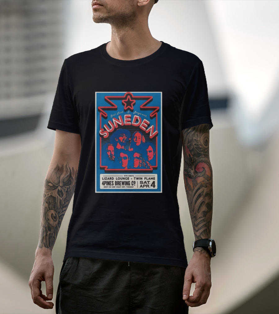 Suneden Soul Funk Boogie April 4 4Pines Brewing Co Lizard Lounge Twin Flame T-Shirt