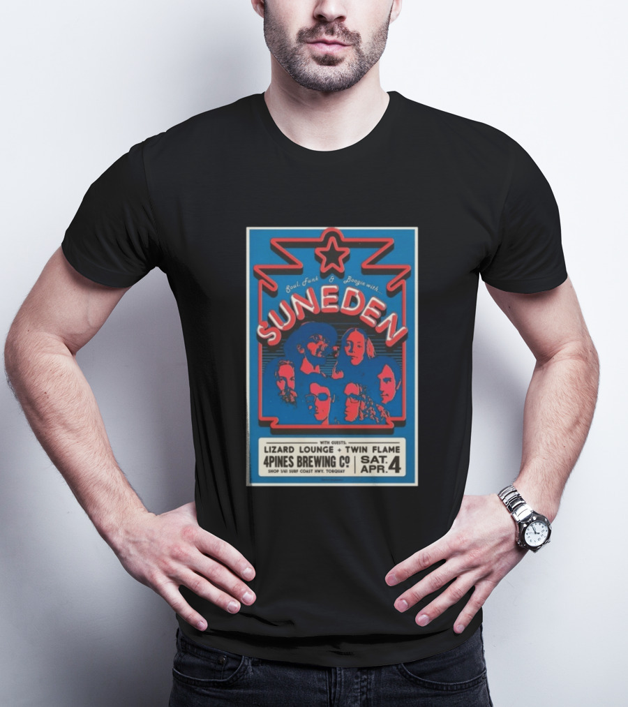 Suneden Soul Funk Boogie April 4 4Pines Brewing Co Lizard Lounge Twin Flame T-Shirt