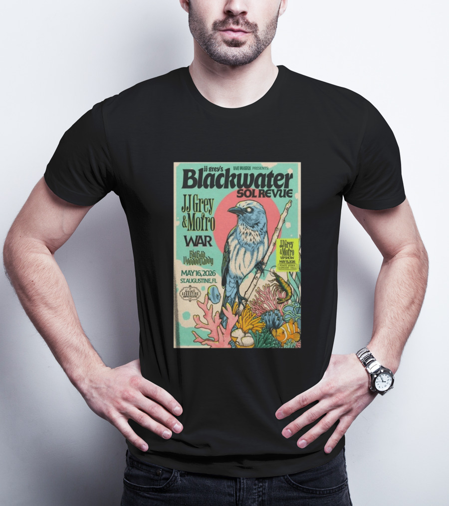 JJ Grey & Mofro Blackwater Sol Revue St. Augustine FL May 16 2026 War Big Bad Voodoo Daddy Live Wildly Presents Concert Event T-Shirt