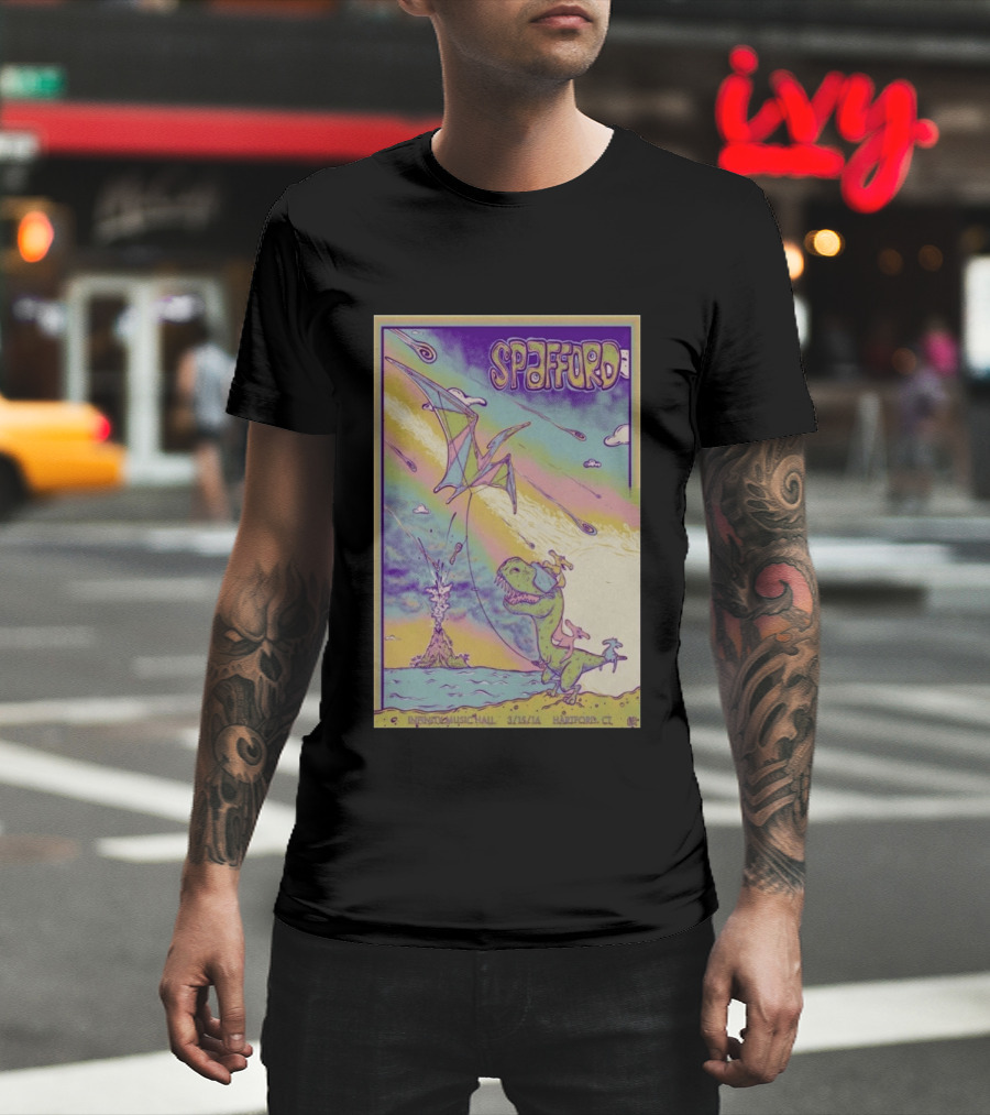 Spafford 3/15/14 Infinity Music Hall Hartford CT Dinosaur Kite T-Shirt