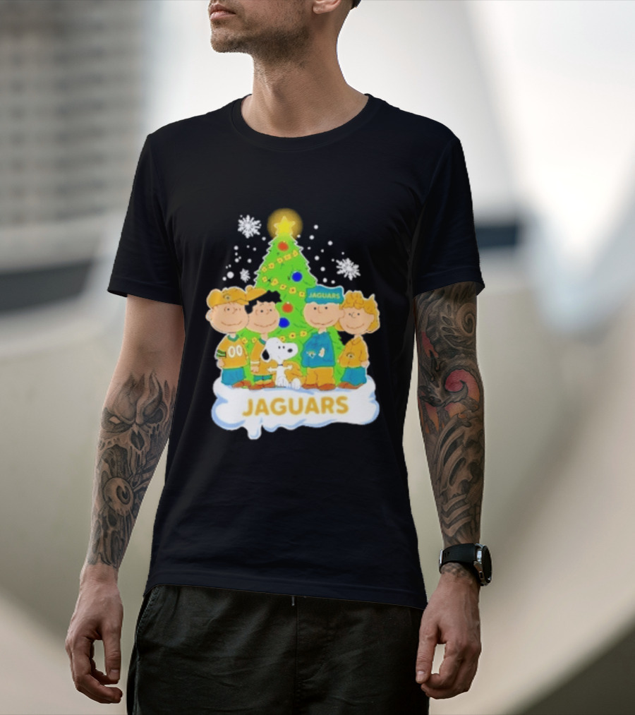 Jacksonville Jaguars Snoopy Peanuts Christmas Tree Celebration T-Shirt