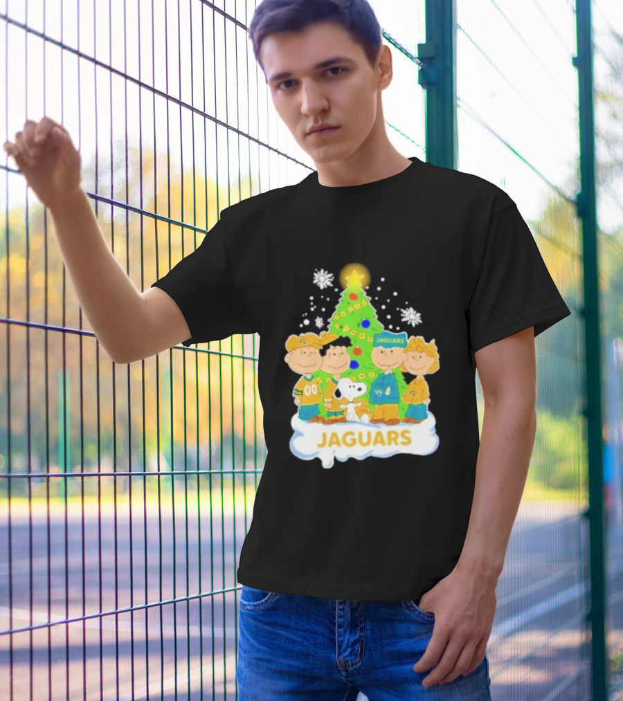 Jacksonville Jaguars Snoopy Peanuts Christmas Tree Celebration T-Shirt
