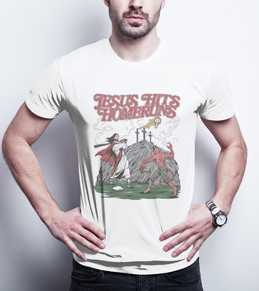 Jesus Hits Homeruns Biblical Baseball T-Shirt