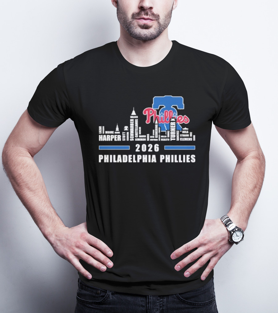 2026 Philadelphia Phillies Harper Philadelphia Skyline T-Shirt