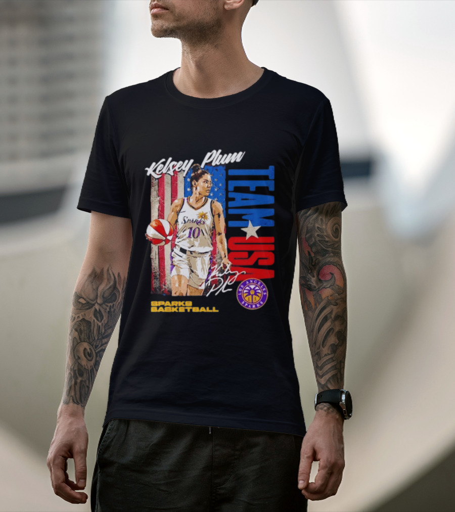 Kelsey Plum Team USA Los Angeles Sparks Basketball Spark T-Shirt