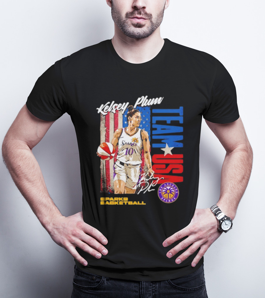 Kelsey Plum Team USA Los Angeles Sparks Basketball Spark T-Shirt