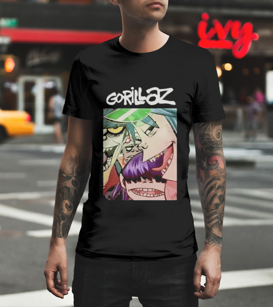 Gorillaz Cartoon Band Characters Art Comic T-Shirt
