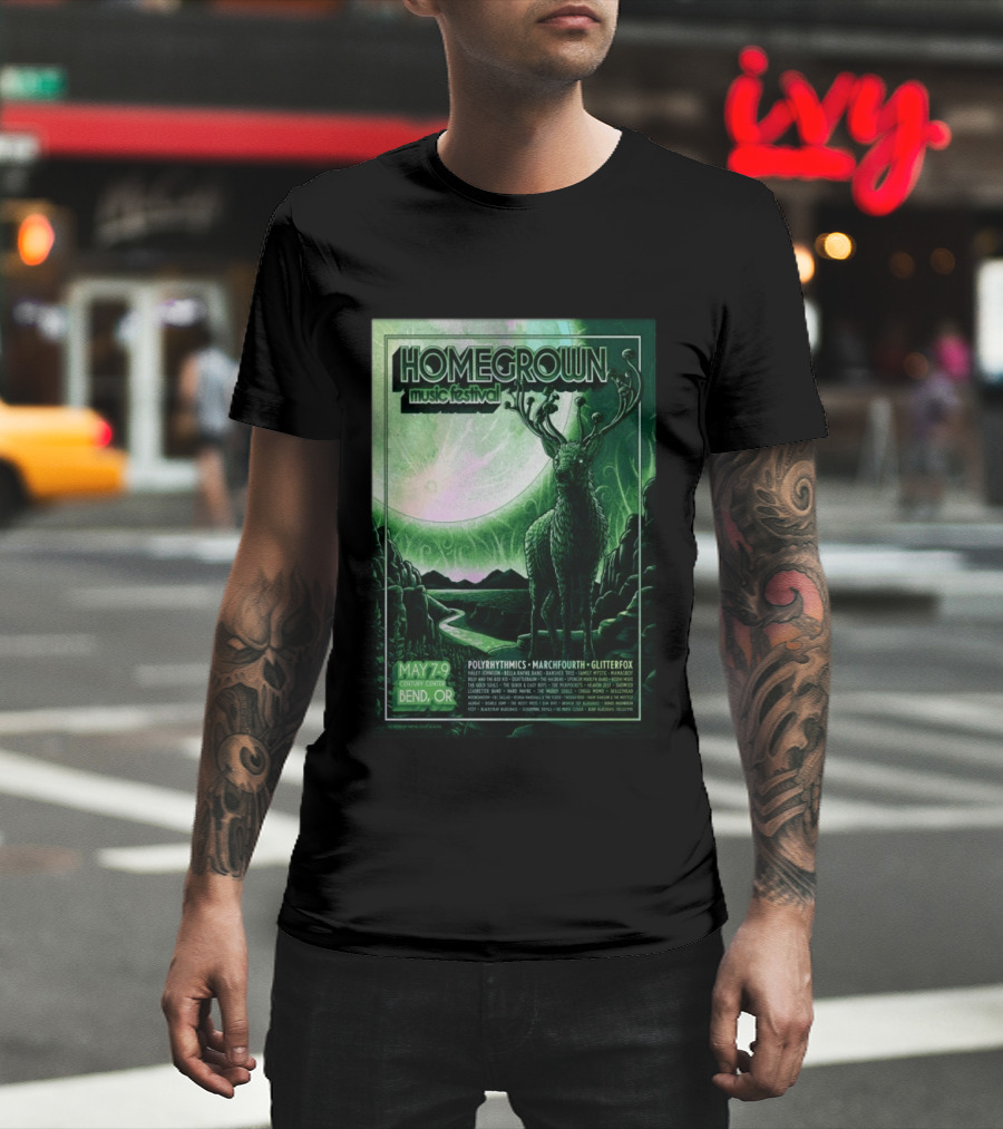Homegrown Music Festival Bend OR May 7 9 2026 Century Center Polyrhythmics Marchfourth Glitterfox T-Shirt