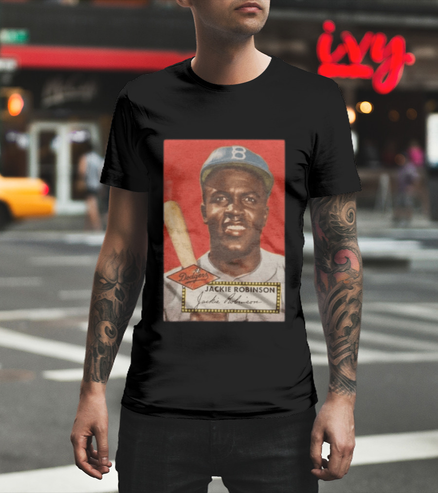 Jackie Robinson 1952 Topps Baseball Dodgers T-Shirt