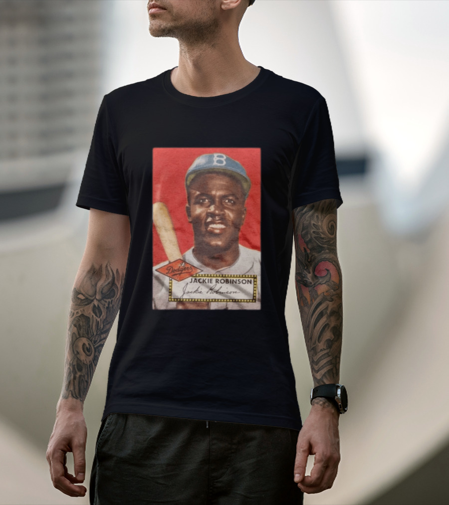 Jackie Robinson 1952 Topps Baseball Dodgers T-Shirt