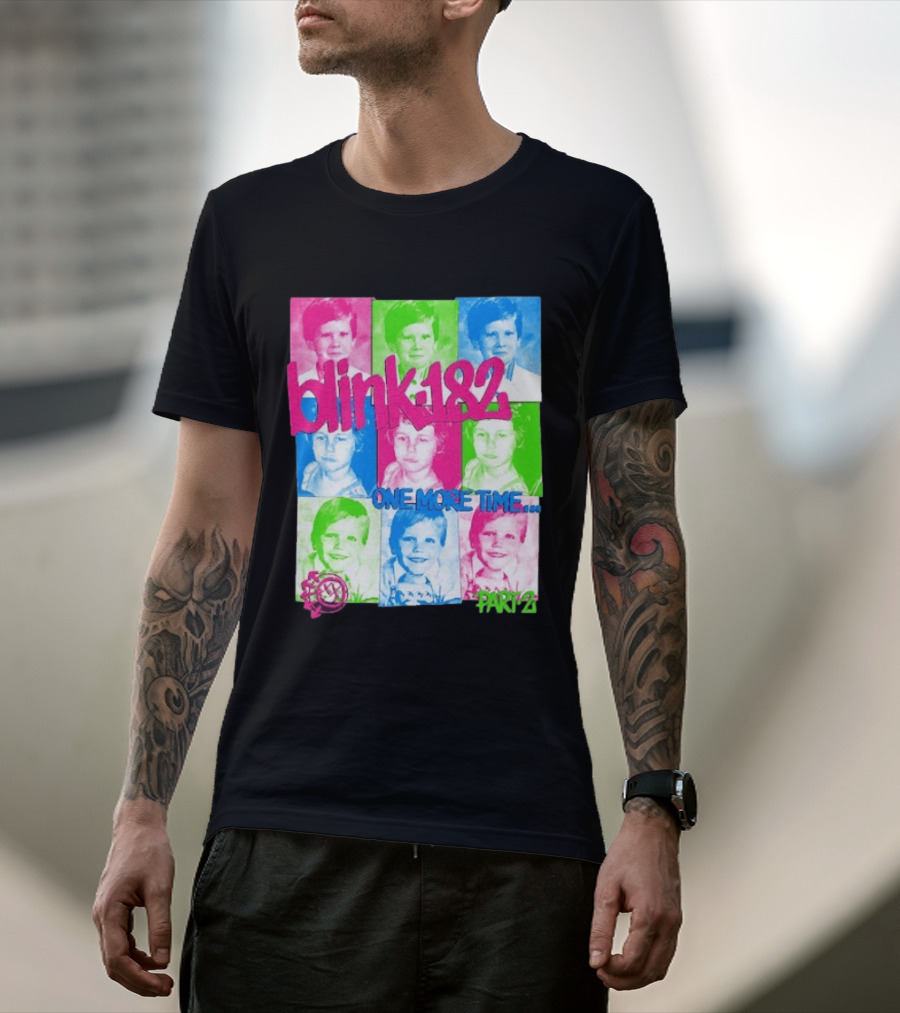 Blink 182 One More Time Tour Part 2 Retro Childhood Photo Collage T-Shirt