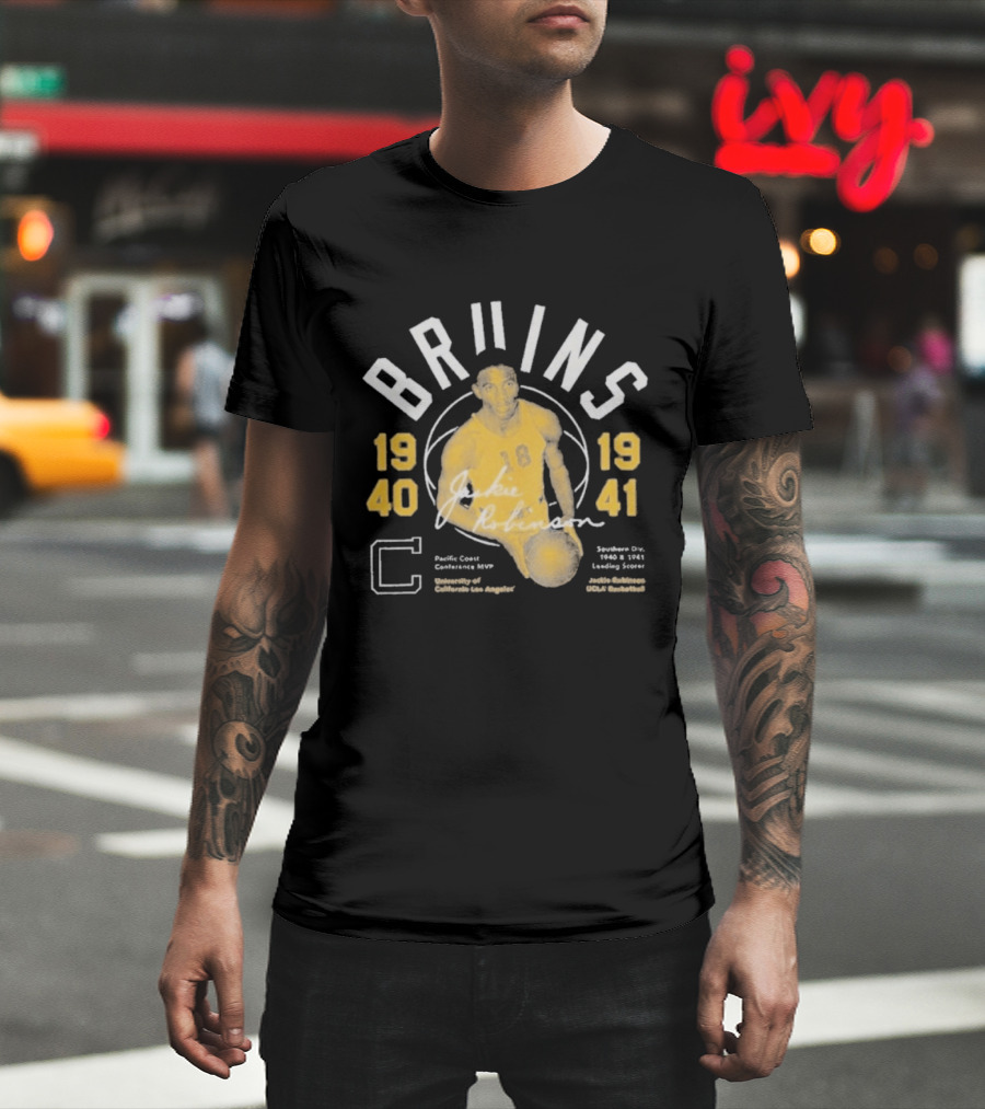 UCLA Bruins Jackie Robinson 1940 1941 Pacific Coast Conference Basketball Leading Scorer T-Shirt