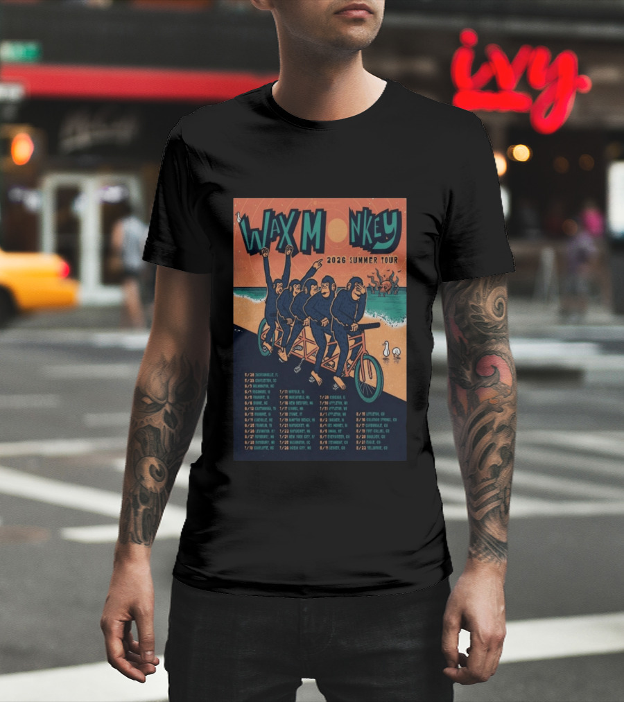 Wax Monkey 2026 Summer Tour Bicycle Monkeys Coastal Cities Concert Dates T-Shirt